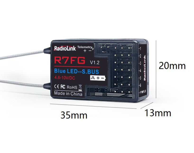 RadioLink R7FG Receiver 7 Channel with Gyro for RC6GS – Asia RC Depot